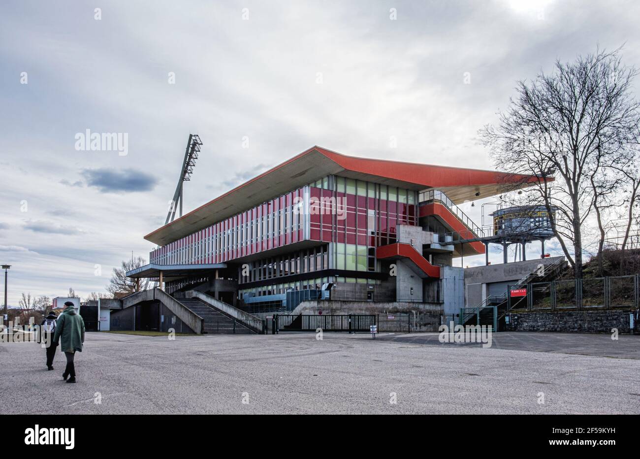 Friedrich-Ludwig-Jahn-Stadium grandstand at the multi-purpose sports ...