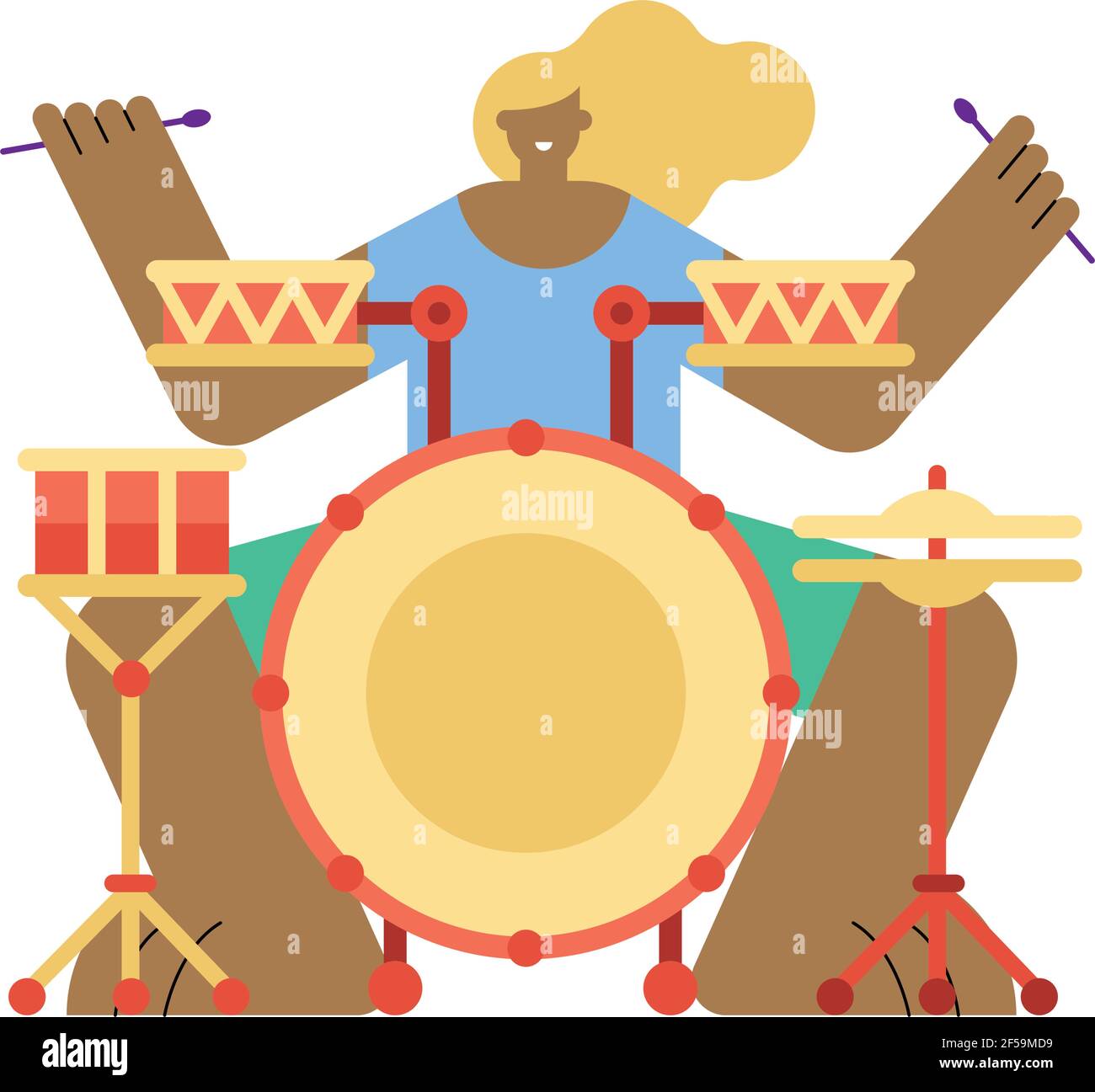 female musician playing drums character Stock Vector Image & Art - Alamy