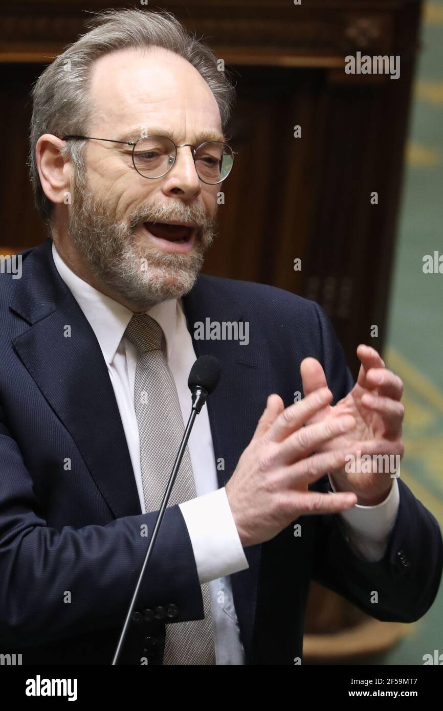 N-VA's Peter De Roover pictured during a plenary session of the Chamber ...