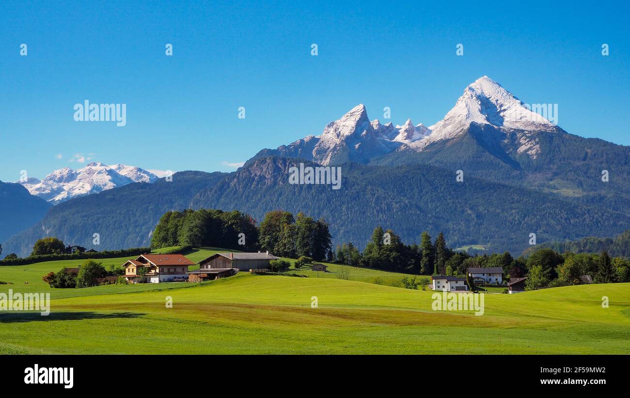 typical alpine landscape near Berchtesgaden with Mt. Watzmann Stock ...