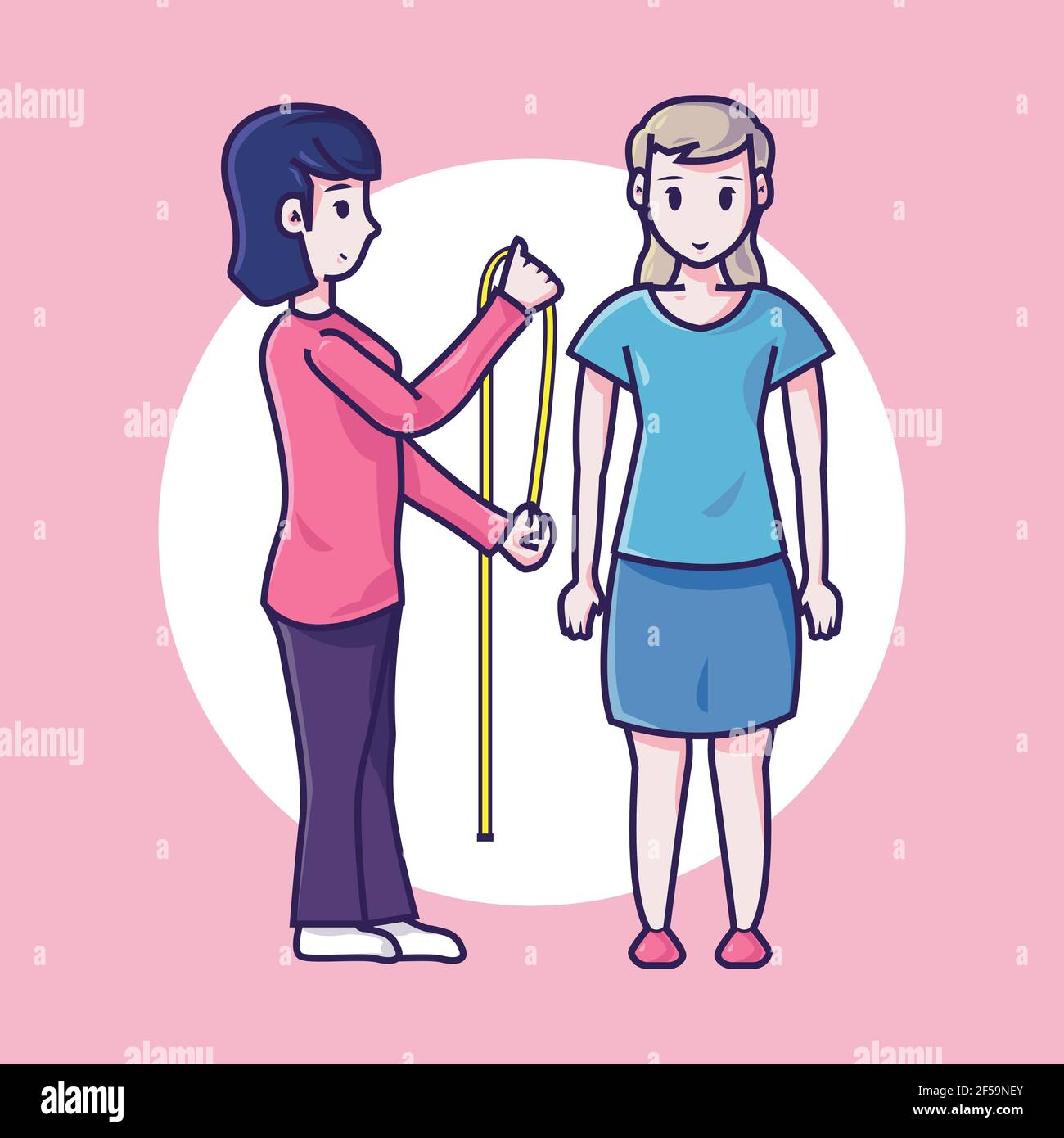 the tailor is measuring the customer's body. premium vector ...