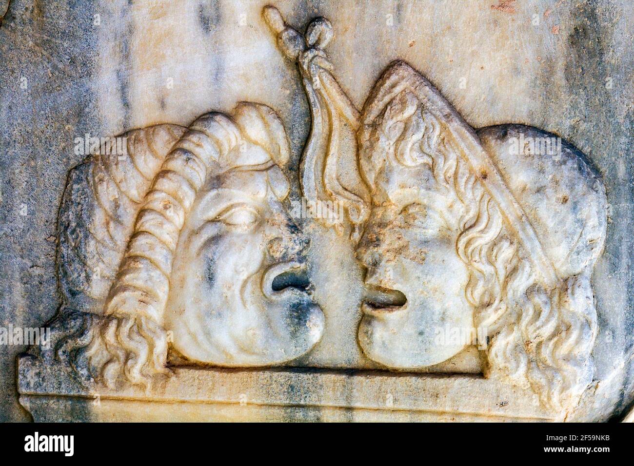 Roman comic masks, amphitheatre, Sabratha, Libya Stock Photo - Alamy