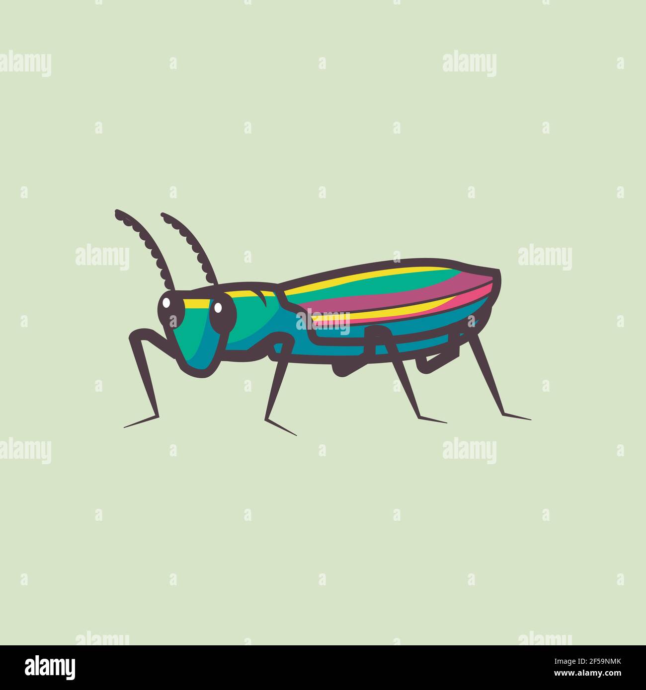 green wood beetle illustration. premium cartoon insect Stock Vector ...