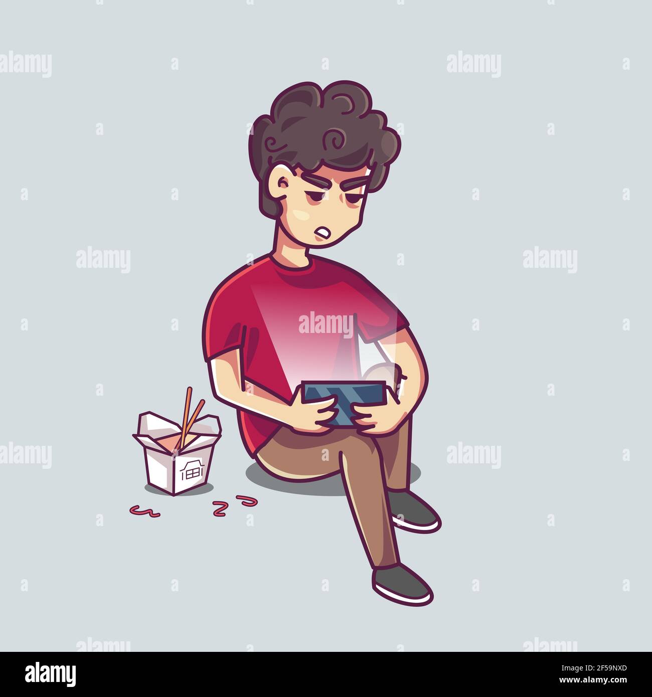 Boy is playing cell phone. Cartoon illustration Stock Vector Image ...
