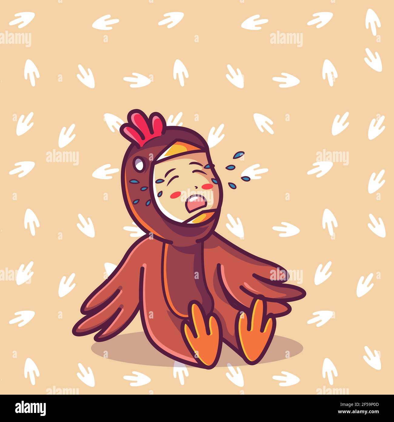 kid in chicken costume is crying. illustration Stock Vector Image & Art ...