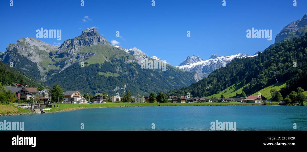 Lake Eugenisee with Engelberg village, Switzerland Stock Photo - Alamy
