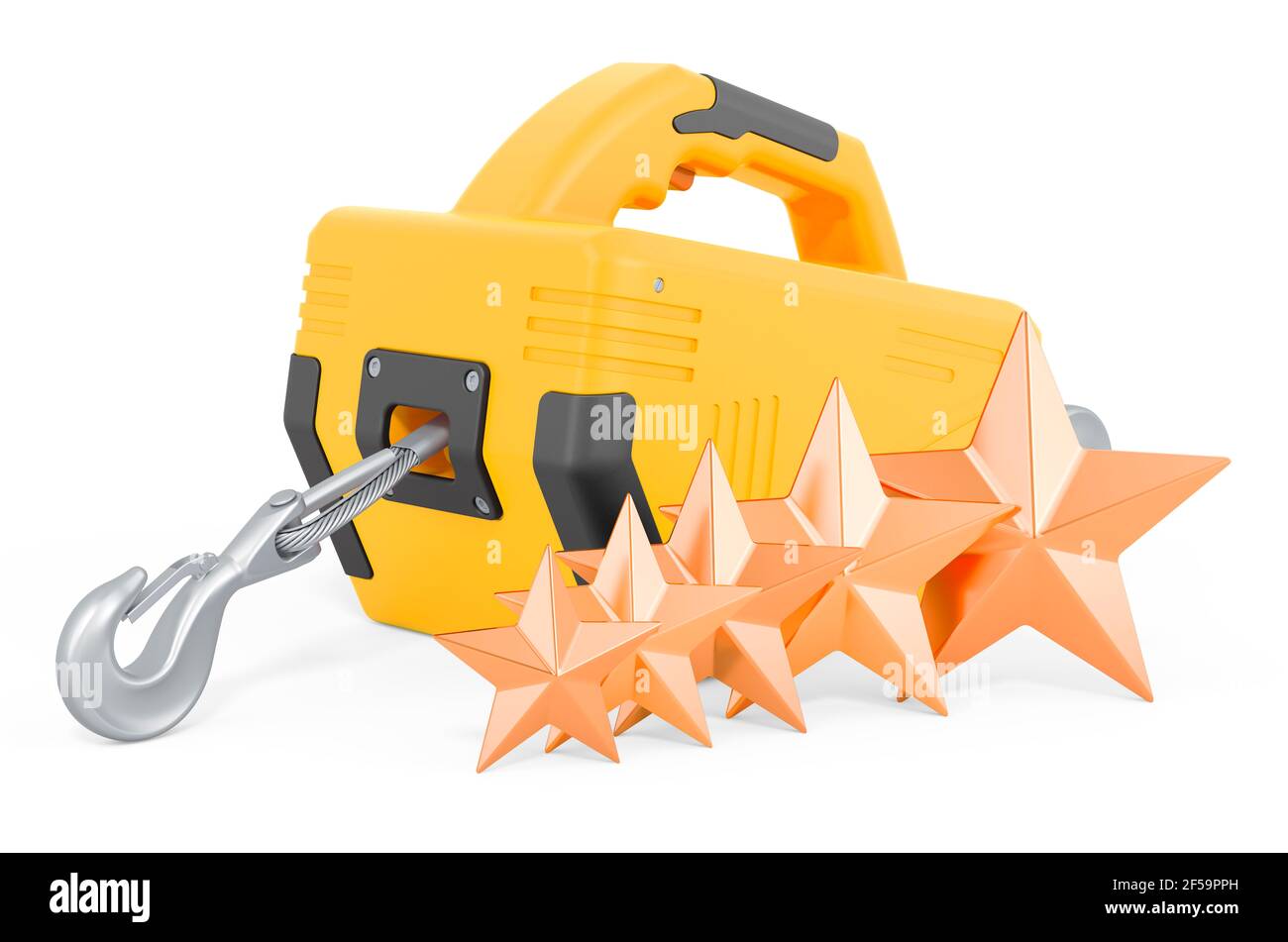 Customer rating of electric winch. 3D rendering isolated on white ...