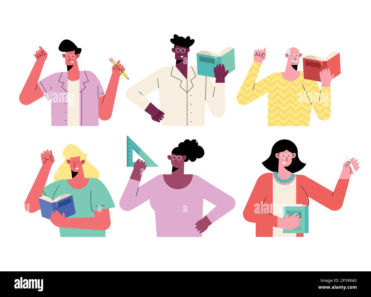 six teachers group characters icons Stock Vector Image & Art - Alamy