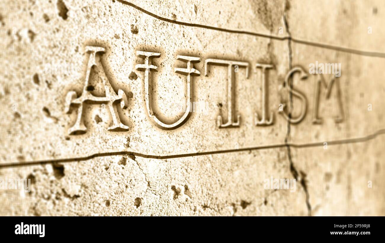 word autism on wall with egyptian alphabet Stock Photo - Alamy