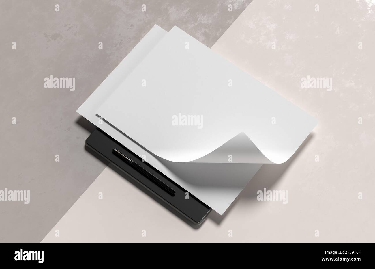 A4 size white paper mock up isolated on soft background. Blank portrait ...