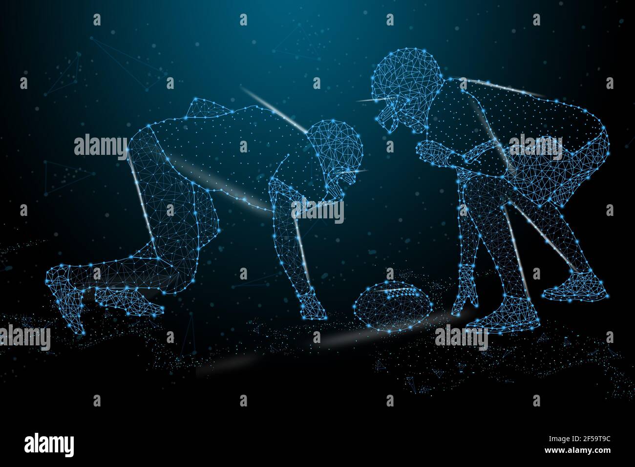 Football players American Football ball made of illuminated shapes ...