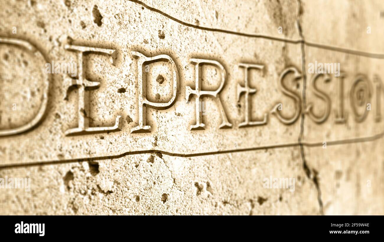 word depression on wall with egyptian alphabet Stock Photo - Alamy