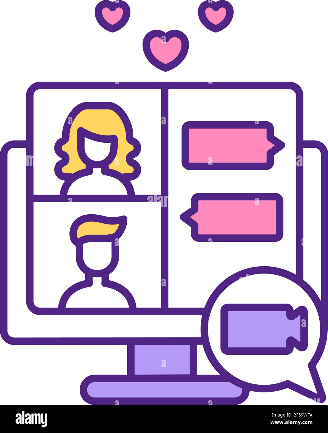 Relationship building on dating website RGB color icon Stock Vector ...