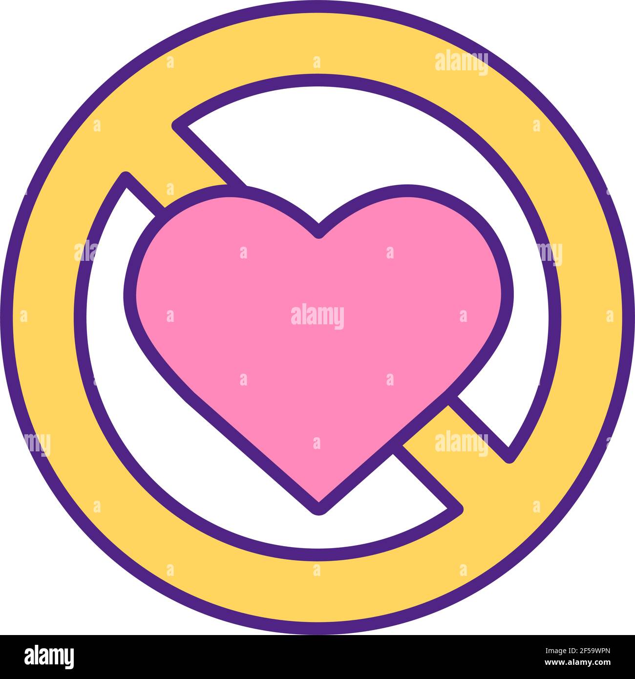 Prohibited love stop sign RGB color icon Stock Vector Image & Art - Alamy