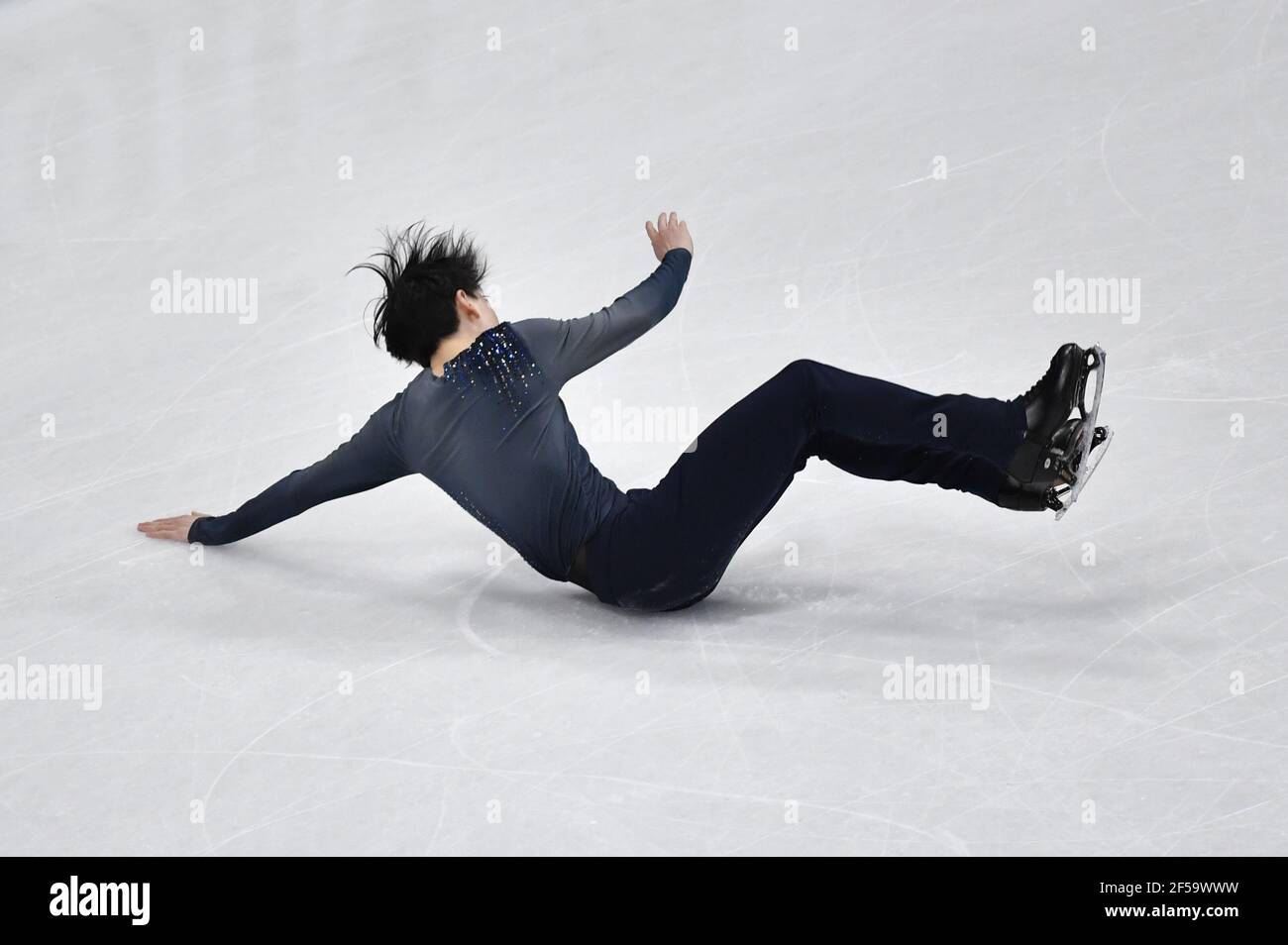 STOCKHOLM 20210325 Vincent Zhou of the USA during the men's short ...