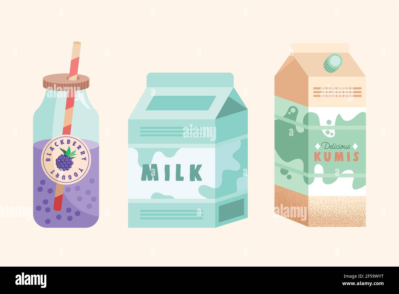 three dairy products set icons Stock Vector Image & Art - Alamy