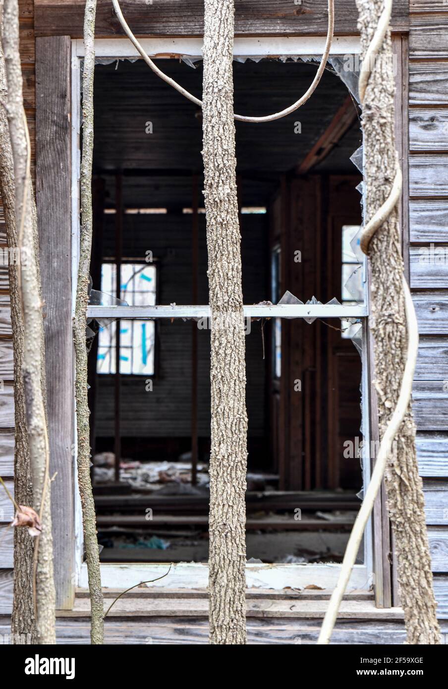 weathered old broken window in abandoned building Stock Photo - Alamy
