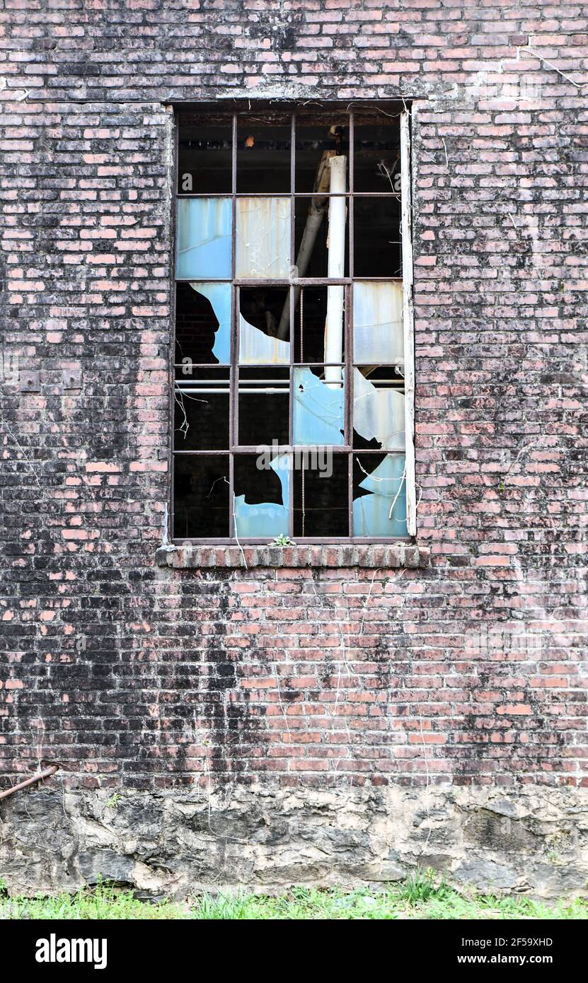 weathered old broken window in abandoned building Stock Photo - Alamy