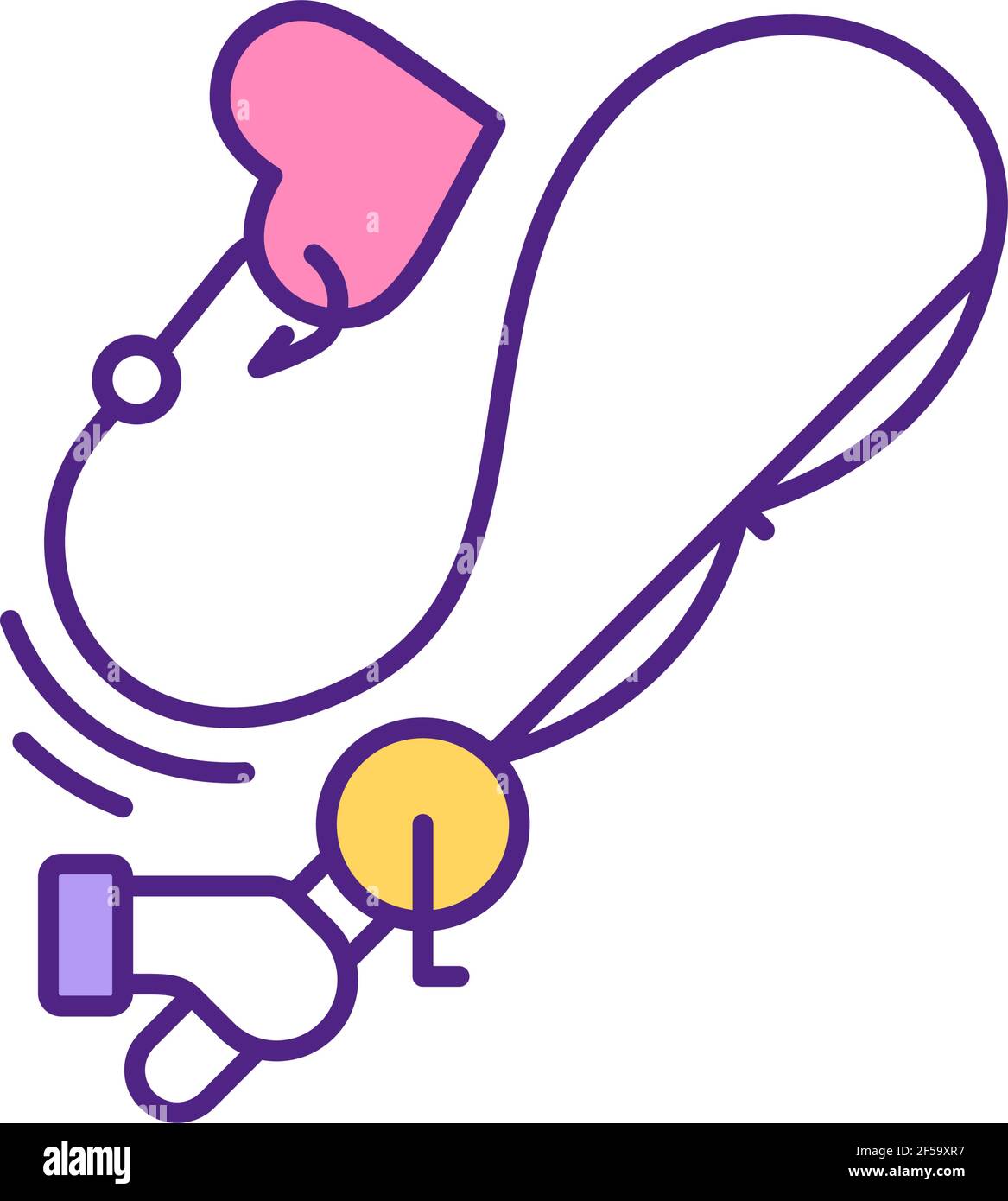 Fishing rod with heart shape RGB color icon Stock Vector Image & Art ...