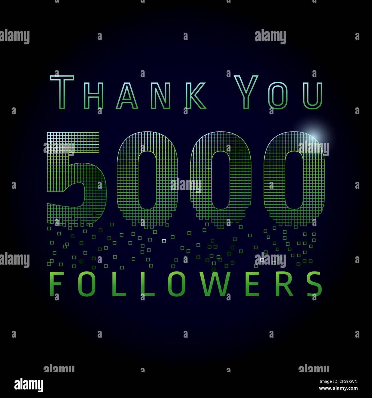 Thank you 5000 followers numbers. Vector congratulating thanks green ...