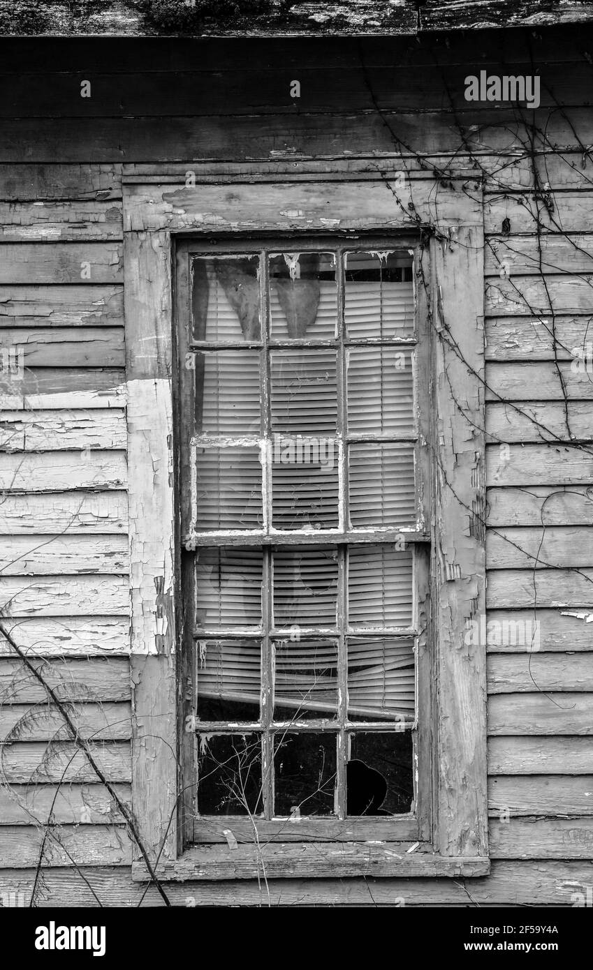 weathered old broken window in abandoned building Stock Photo - Alamy