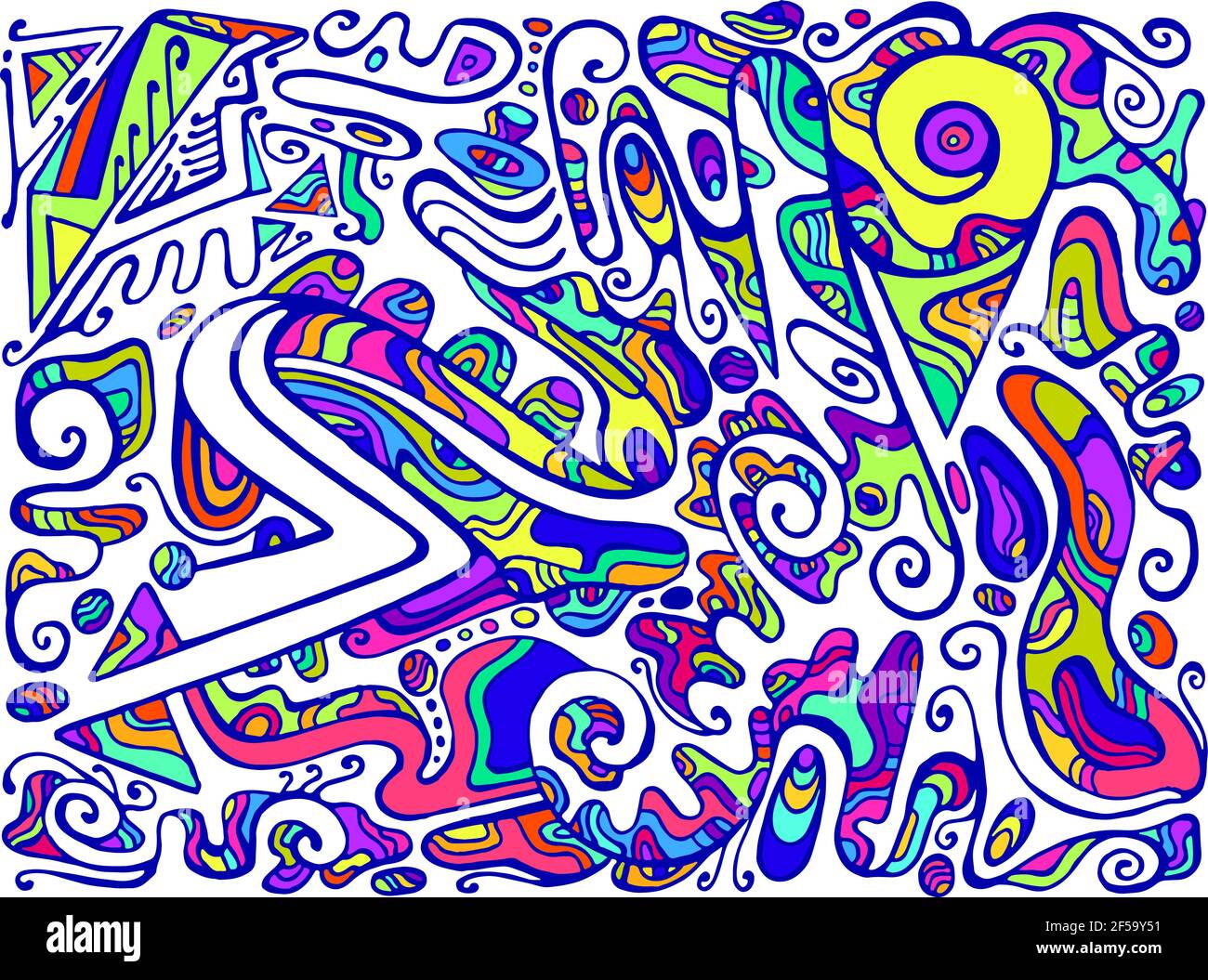 Abstract juicy psychedelic colorful surreal doodle pattern. Creative ...