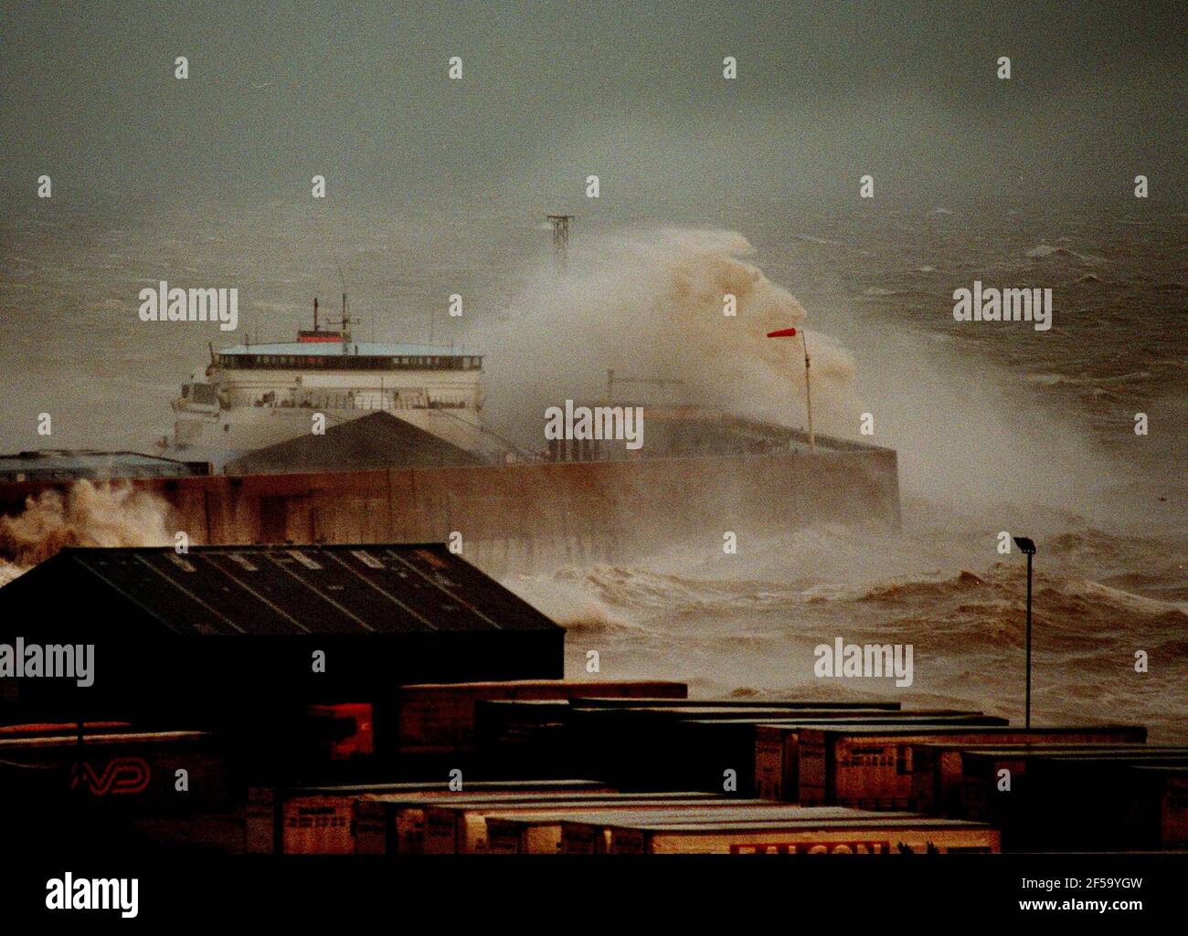 The Sea Cat stranded in port at Folkestone January 1998 Huge waves ...