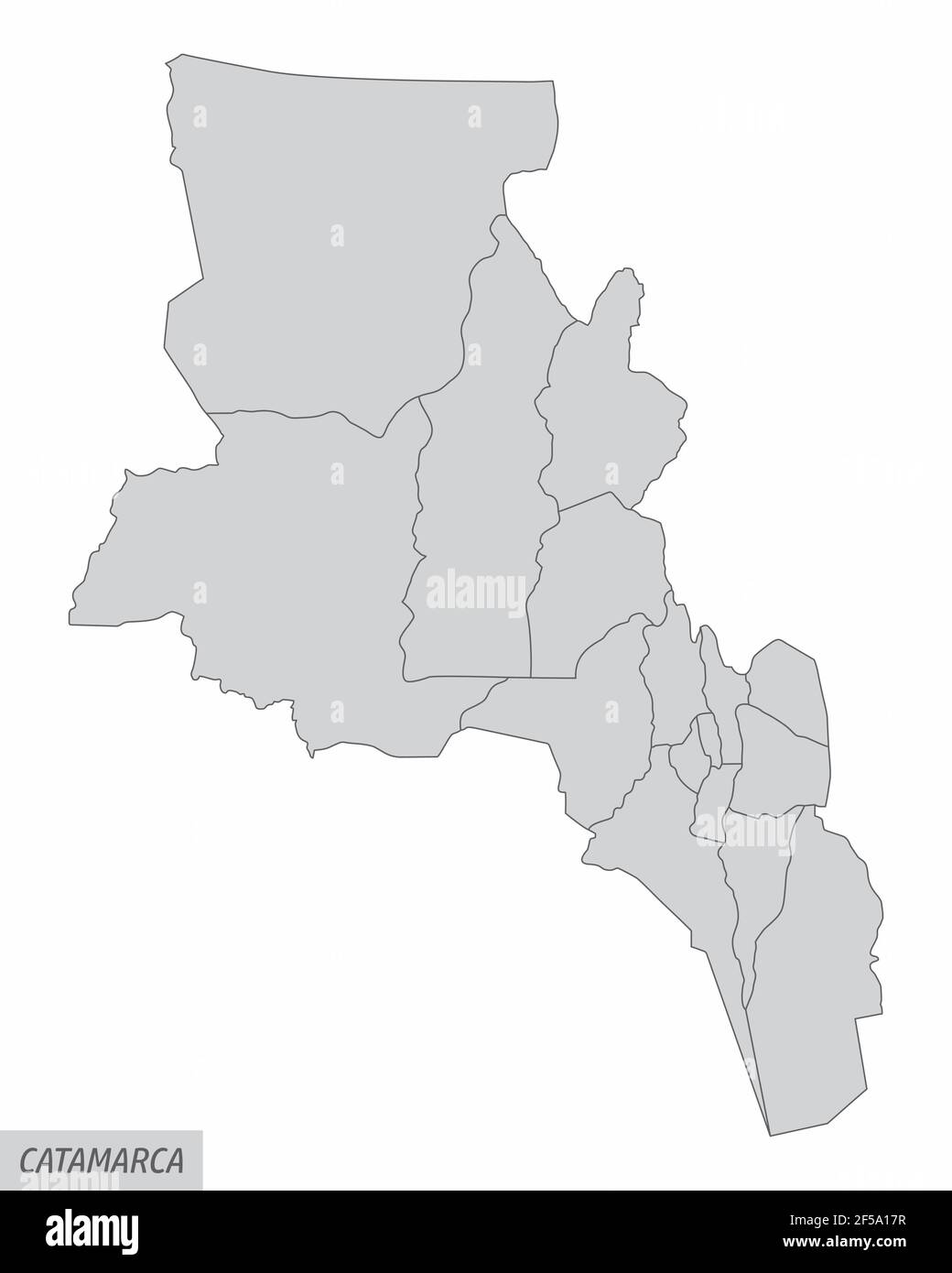 The Catamarca Province isolated map divided in departments, Argentina ...