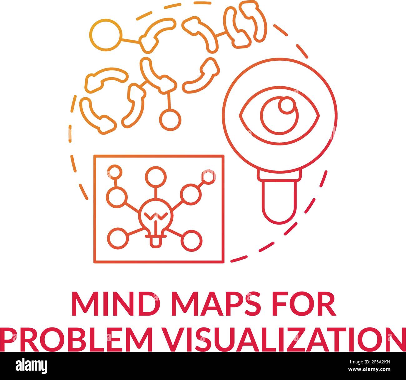 Mind maps for problem visualization red gradient concept icon Stock ...