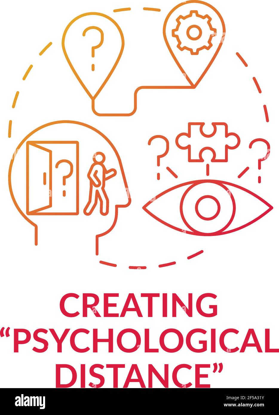 Creating psychological distance red gradient concept icon Stock Vector ...