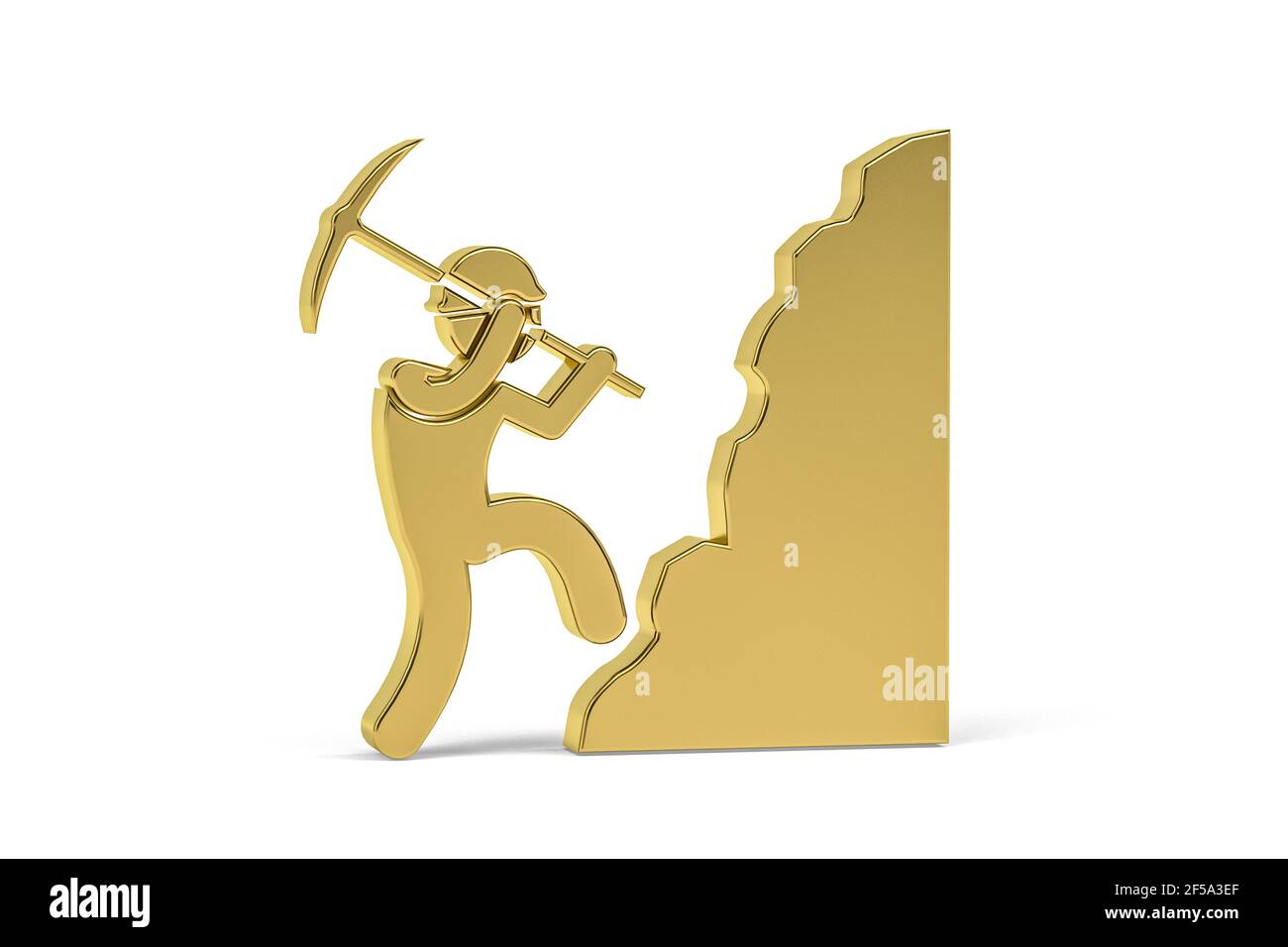 Golden 3d miner icon isolated on white background - 3D render Stock ...