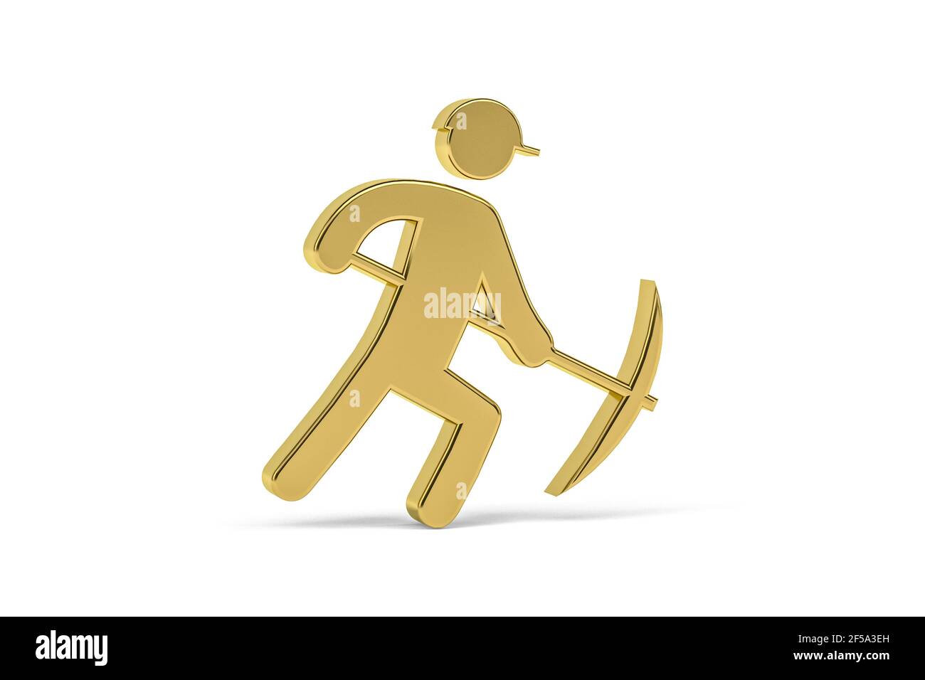 Golden 3d miner icon isolated on white background - 3D render Stock ...
