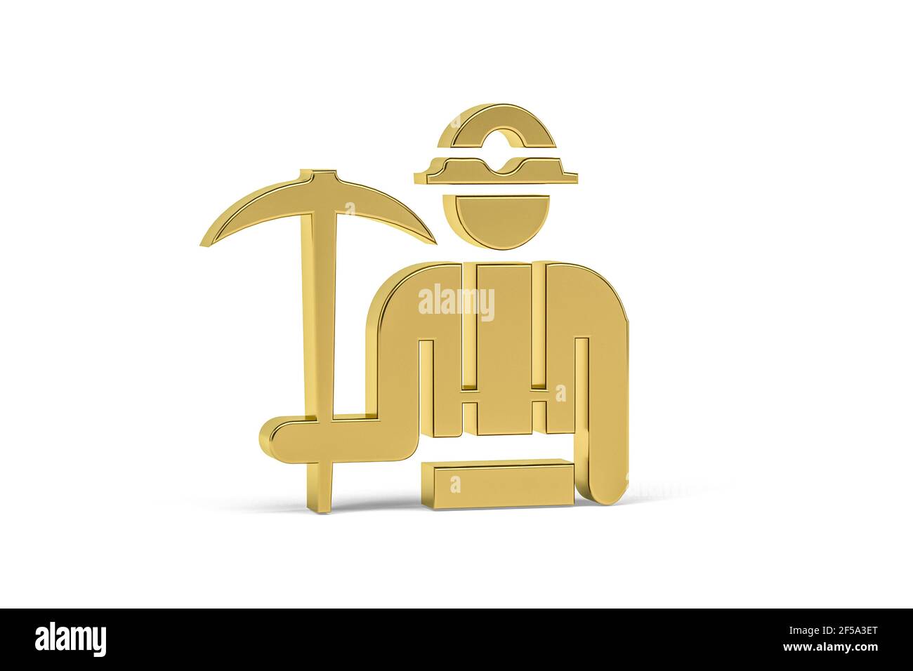 Golden 3d miner icon isolated on white background - 3D render Stock ...