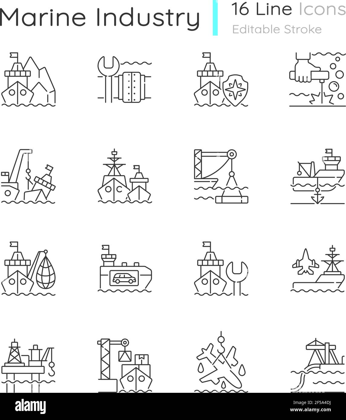 Marine industry linear icons set Stock Vector Image & Art - Alamy