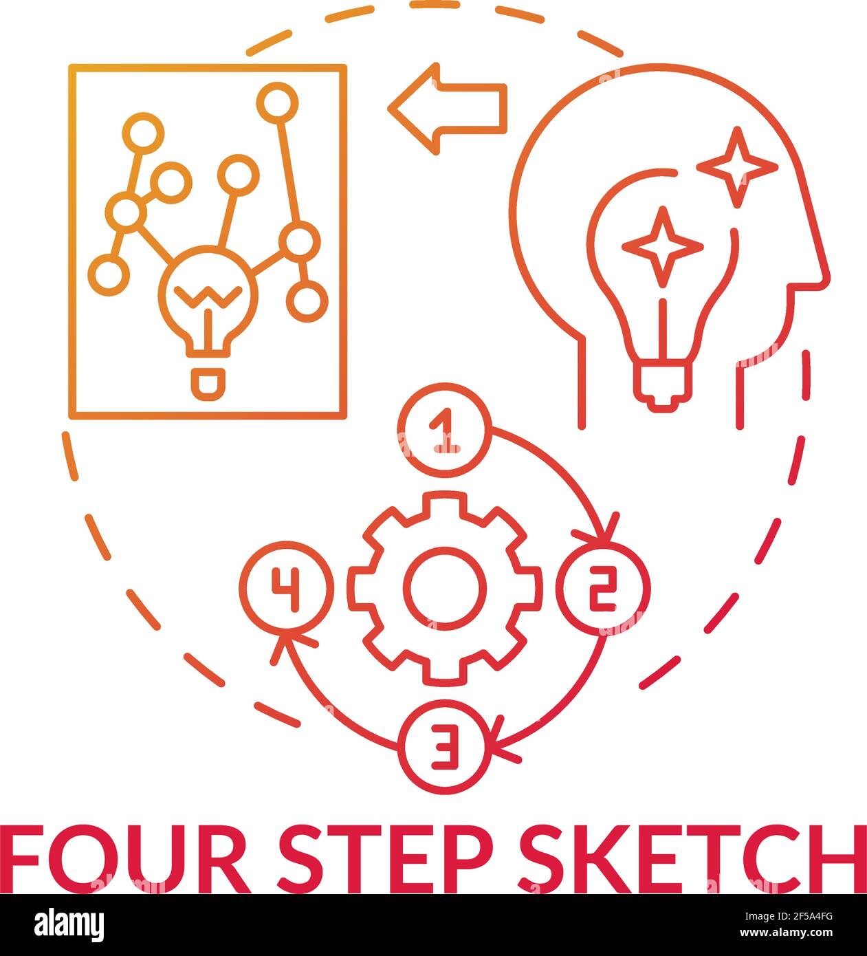 Four step sketch red gradient concept icon Stock Vector Image & Art - Alamy