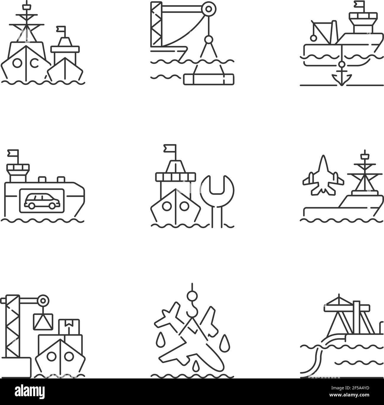 Shipping linear icons set Black and White Stock Photos & Images - Alamy