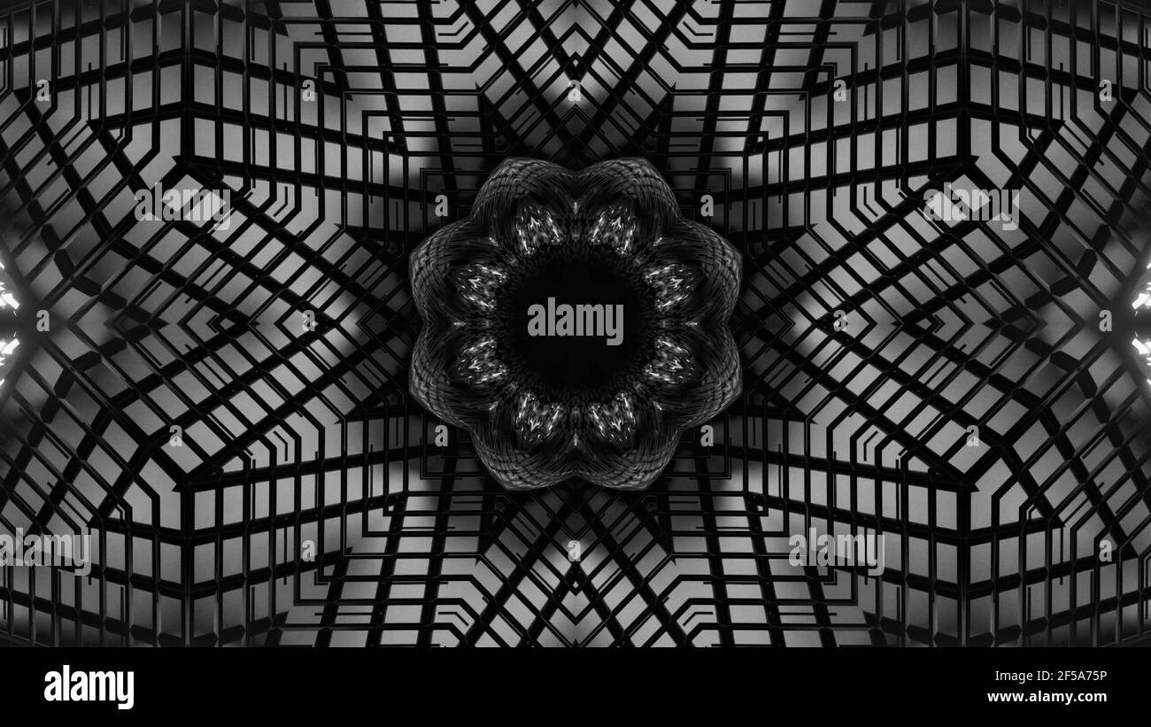 3D rendering of a futuristic background with geometric shapes and black ...