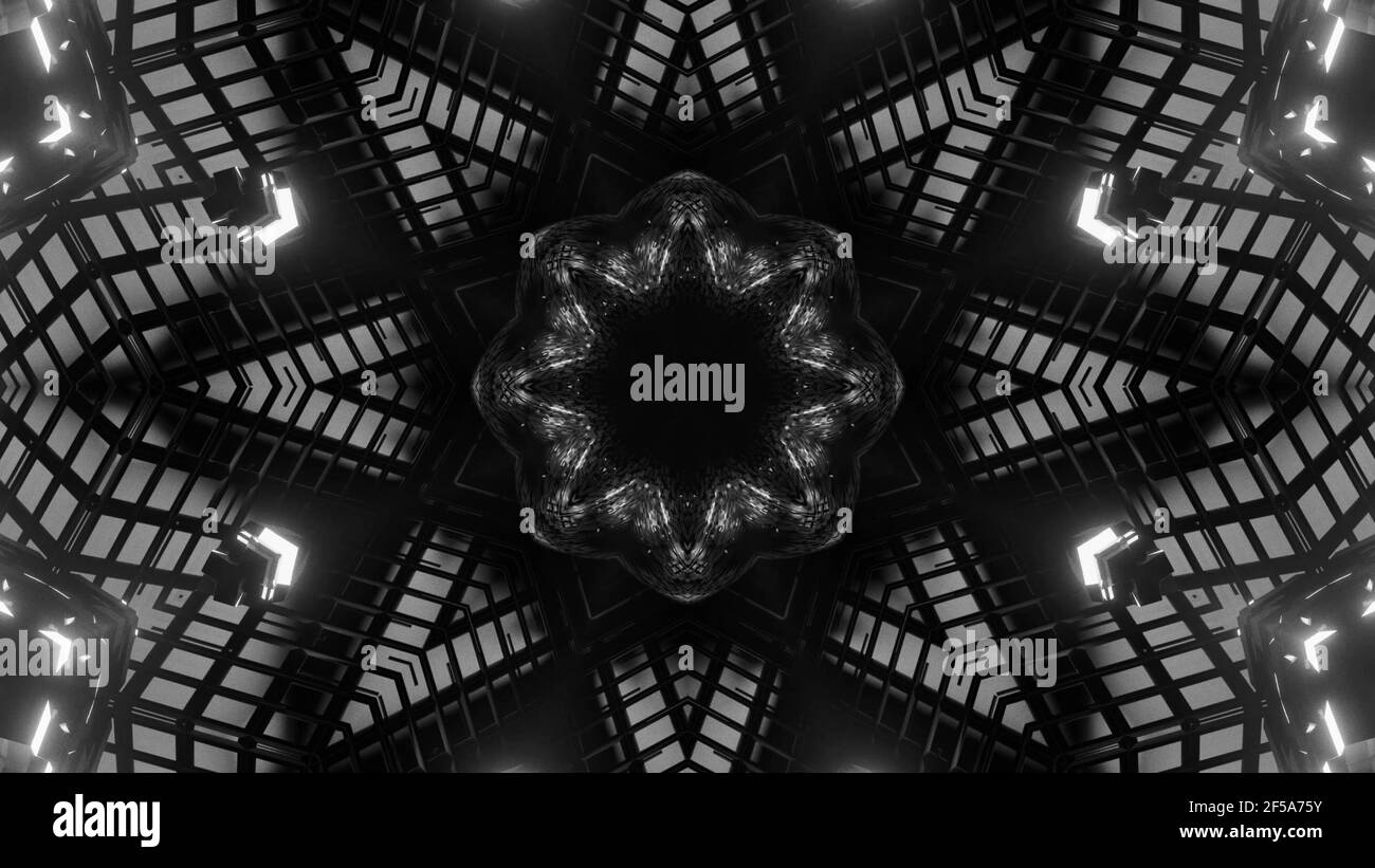 3D rendering of a futuristic background with geometric shapes and black ...