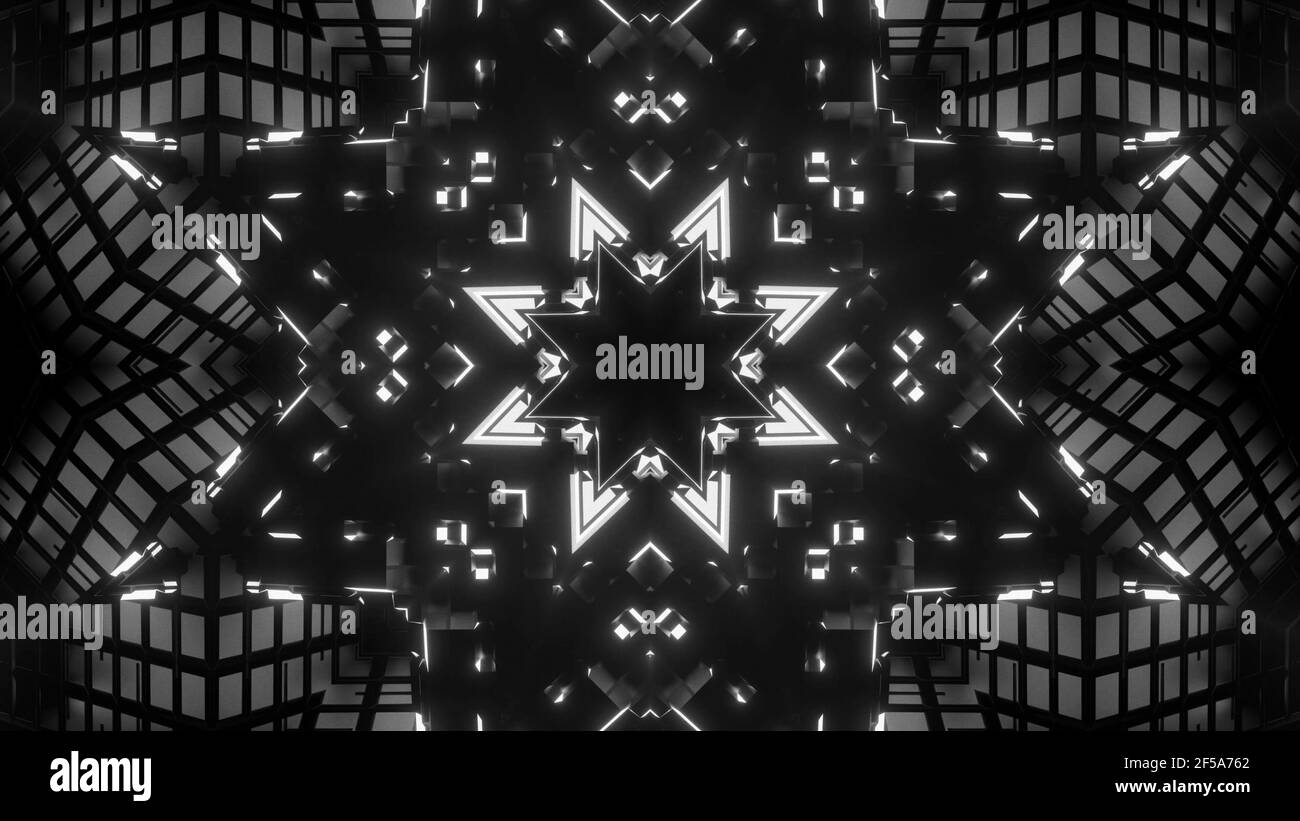 3D rendering of a futuristic background with geometric shapes and black ...