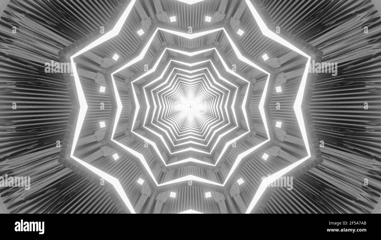 3D rendering of a futuristic background colored by black and white ...