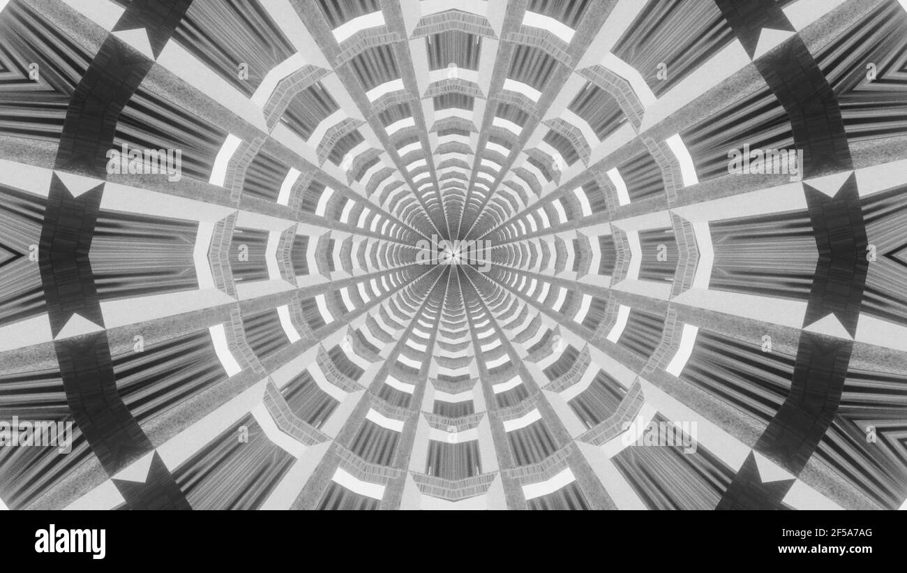 3D rendering of a futuristic background colored by black and white ...