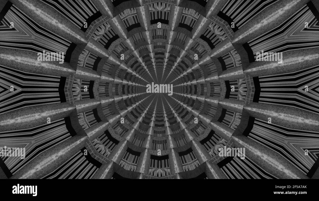 3D rendering of a futuristic background colored by black and white ...