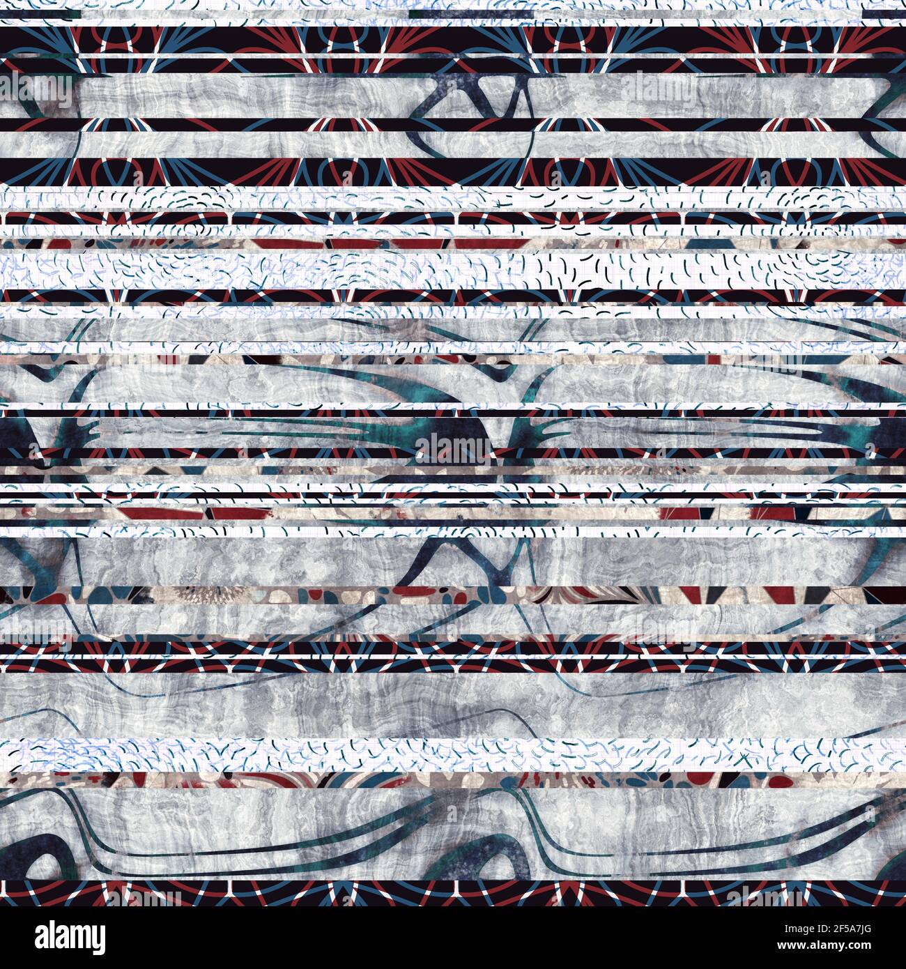 Seamless grungy ethnic collage line stripe pattern Stock Photo - Alamy