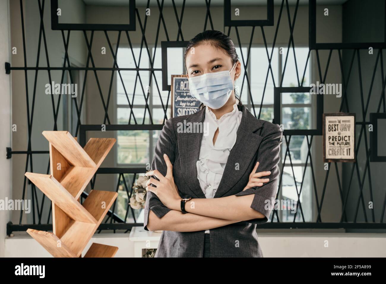 Portrait of young girl employe with formal uniform in office Stock ...
