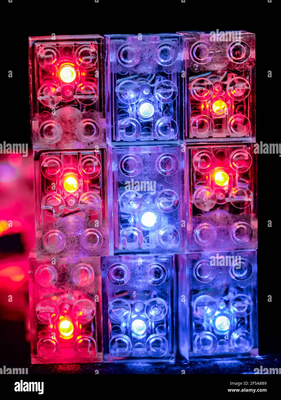 Toy bricks with bright LED lights Stock Photo - Alamy
