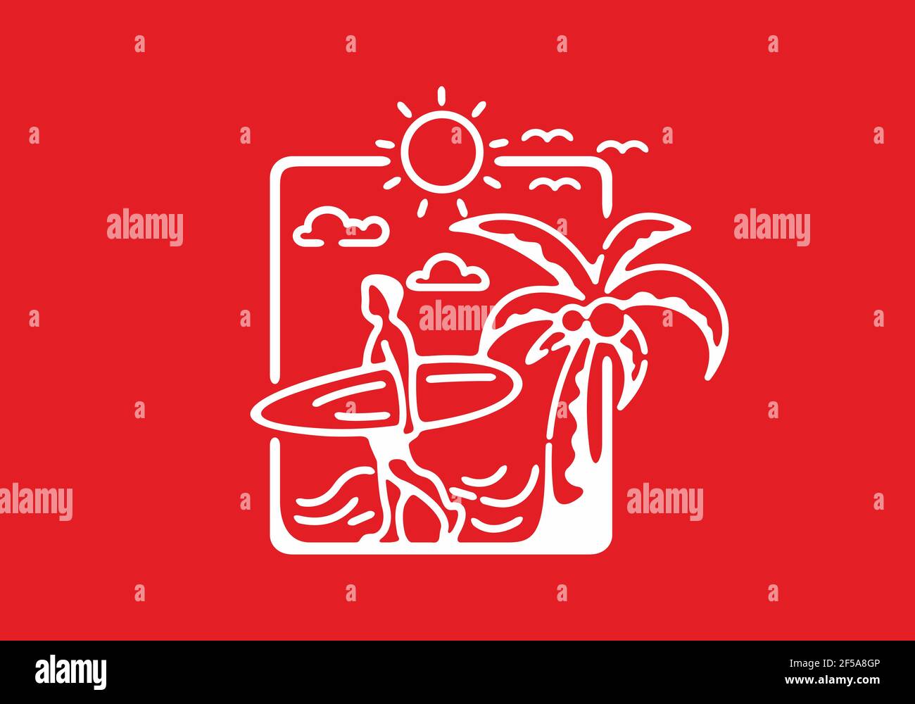 Red white beach surfing illustration design Stock Vector Image & Art ...