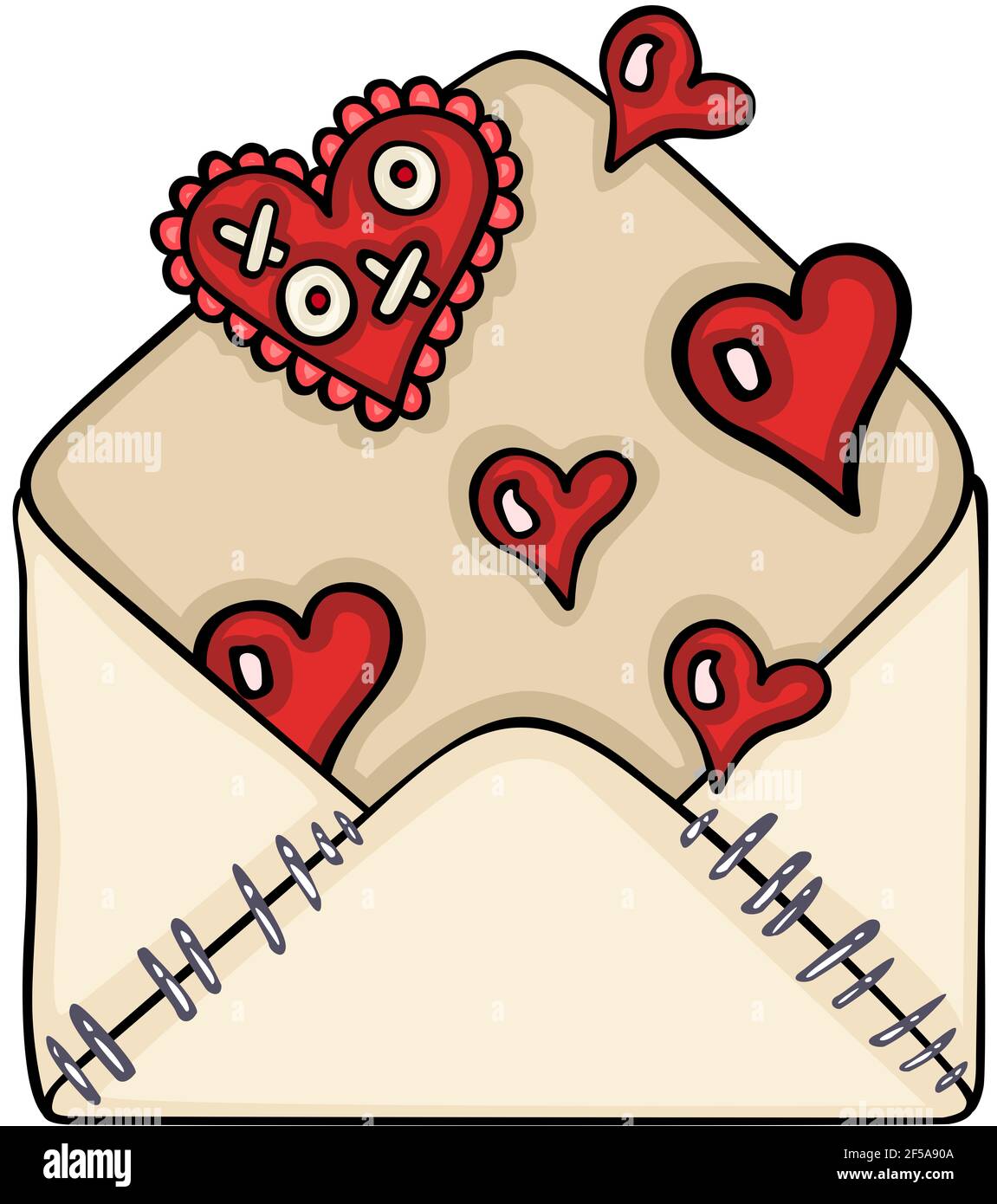 Valentine heart love letter envelope open Stock Photo - Alamy