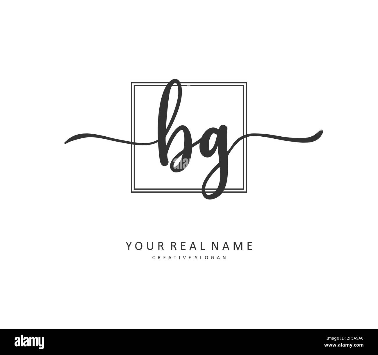 BG Initial letter handwriting and signature logo. A concept handwriting ...