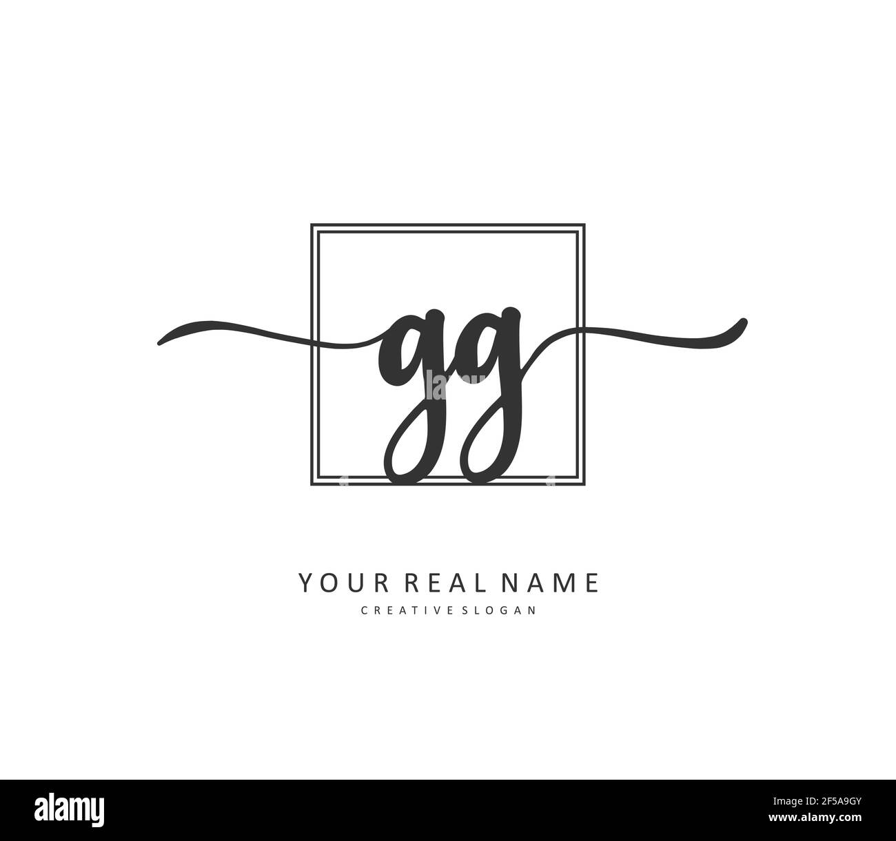 GG Initial letter handwriting and signature logo. A concept handwriting ...