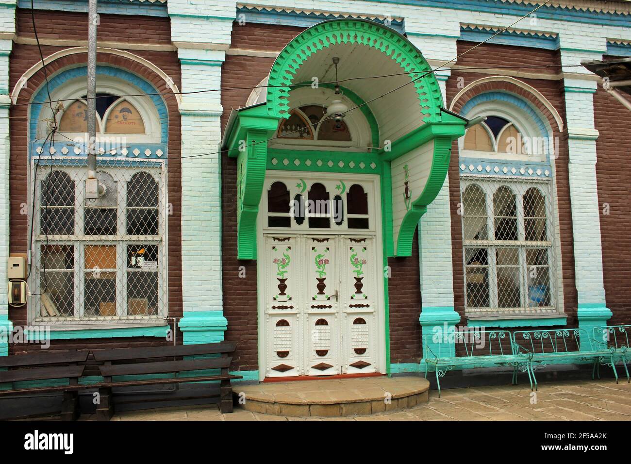 A beautiful red brick mosque. Cuba city. Azerbaijan Stock Photo - Alamy